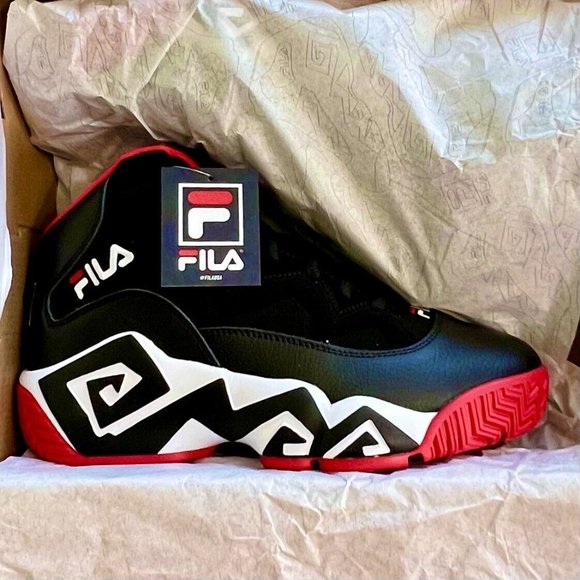 Fila | Shoes | Fila Mens Mb Black White Red Basketball Shoes Size Jamal ...